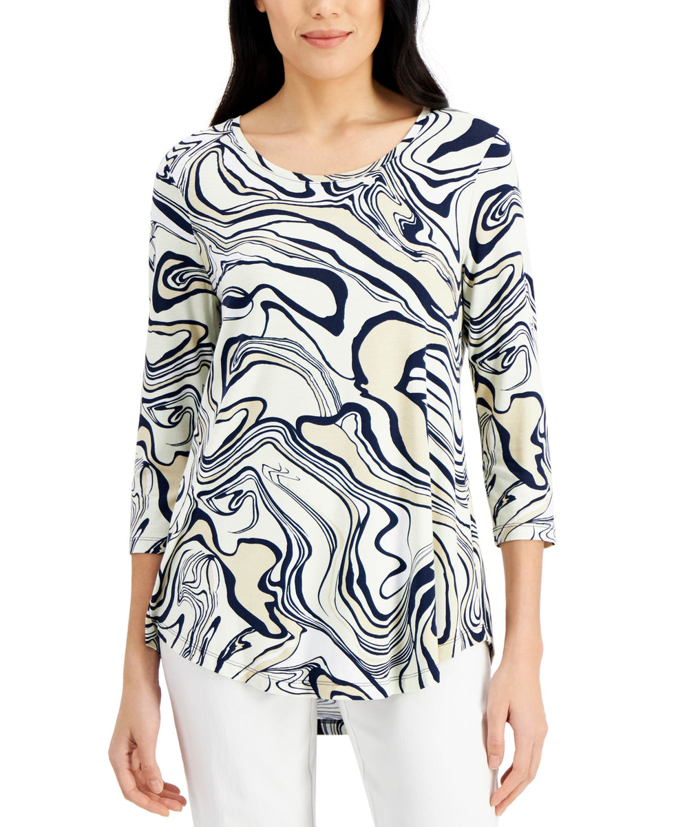 JM Collection Printed 3/4 Sleeve Tunic – Buy Outlet